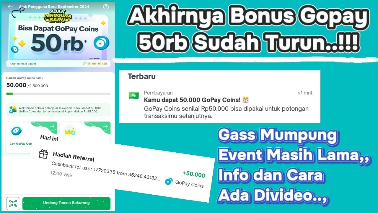 AKhirnya Bonus Gopay 50rb Udah Turun - Bonus Undang Teman Aplikasi ...