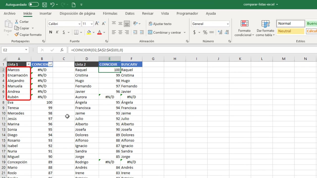 Comparar Dos Listas En Excel Para Obtener Similitudes Y Diferencias My Xxx Hot Girl