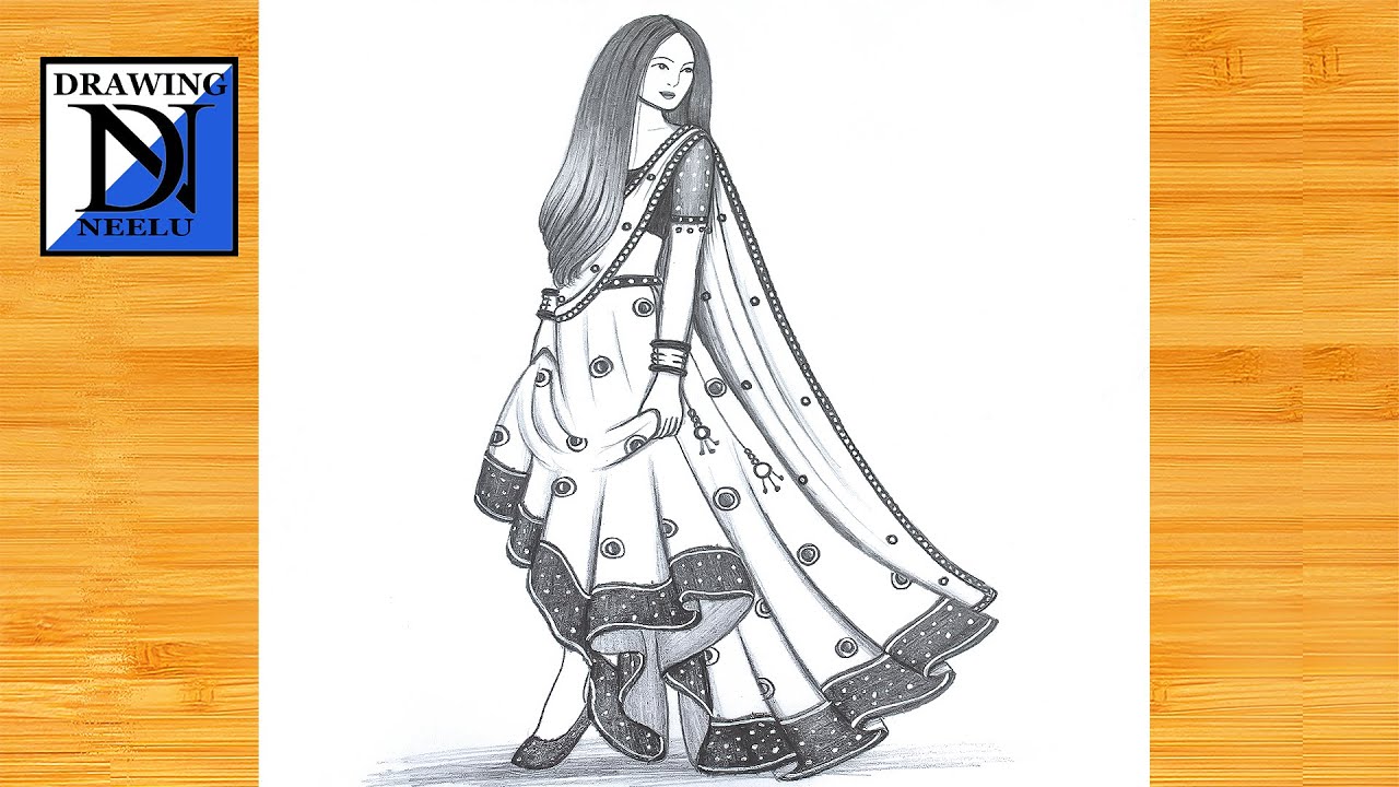 How to draw a Beautiful Traditional Girl || Pencil sketch for beginner ...