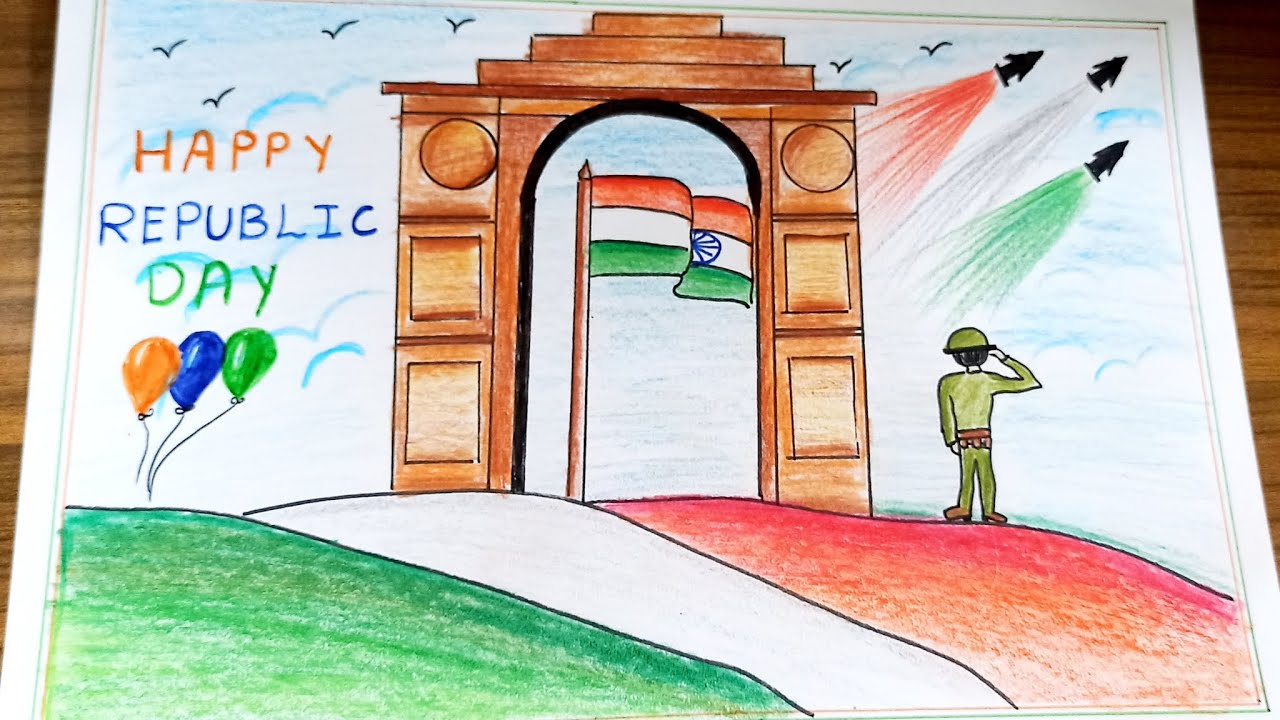 Republic day drawing🇮🇳🇮🇳/How to draw republic day🇮🇳🇮🇳 drawing/ republic ...