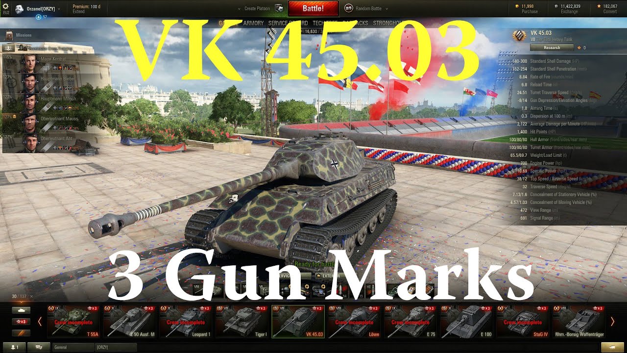 World of Tanks - VK 45.03 3 Gun Marks - YouTube