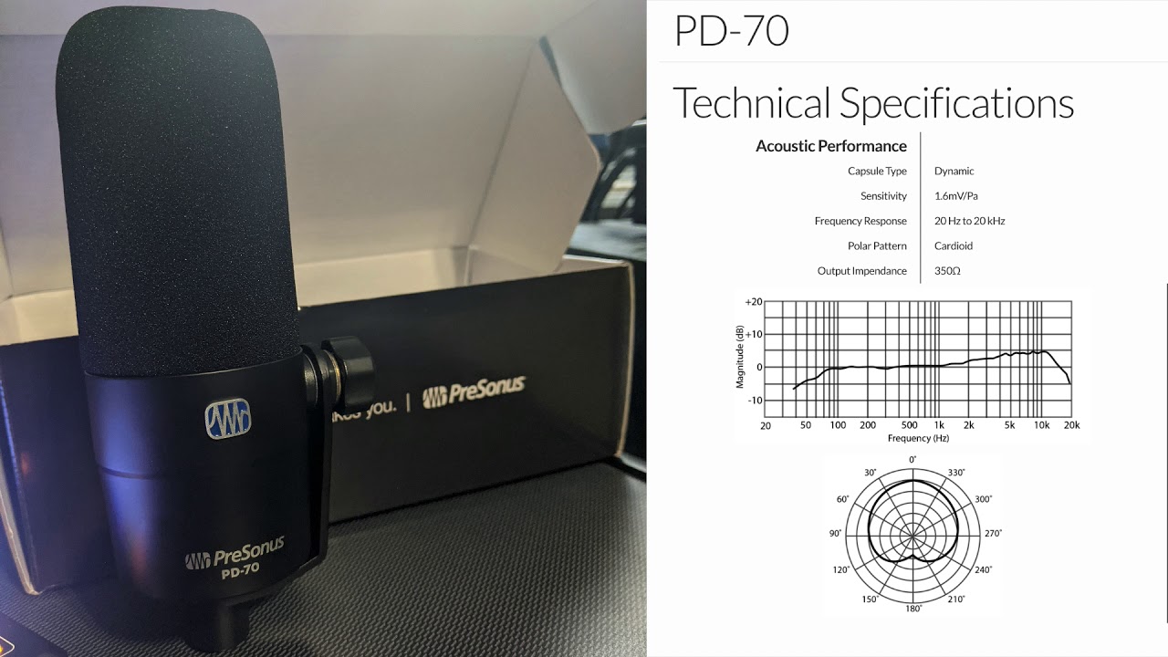 PreSonus PD-70 Dynamic Broadcast Microphone review - YouTube