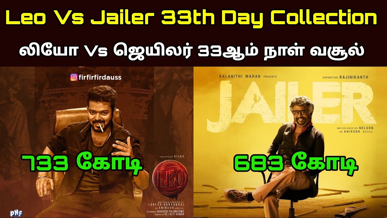 Leo Vs Jailer Movie Thirty Three Days Worldwide Box Office Collection 33th Day 33 - லியோ Vs ...