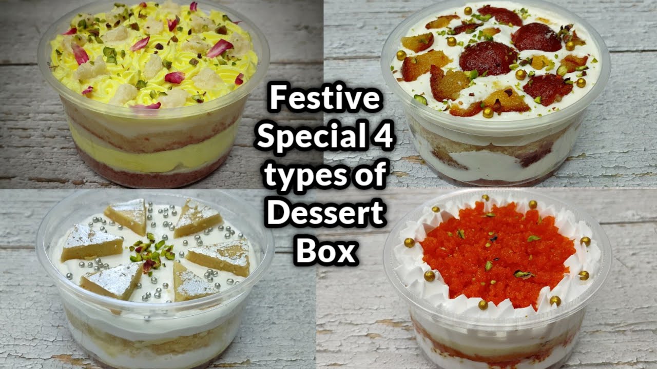 Festive Special 4 Types of Dessert Box || Dessert Cake || New Design ...