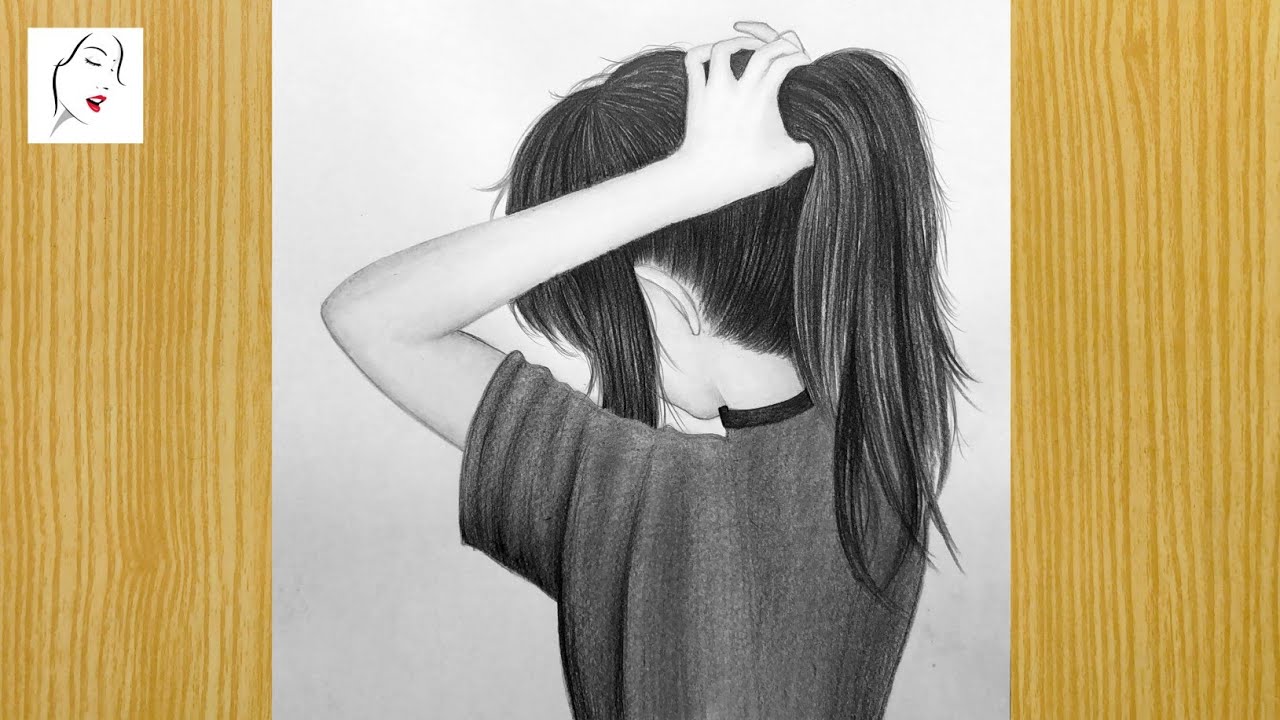 How to Draw a Cute Girl Drawing for beginners | A Girl Backside Drawing ...