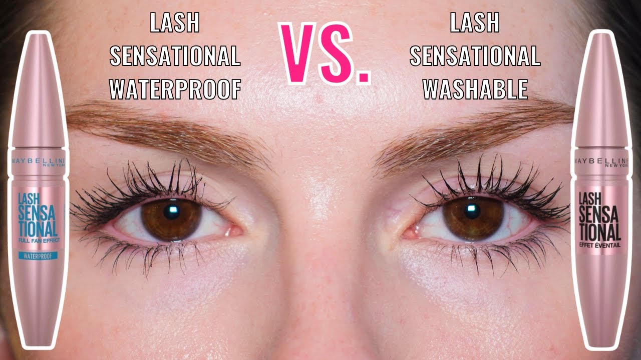 MAYBELLINE LASH SENSATIONAL WASHABLE VS WATERPROOF MASCARA | 8-HOUR ...