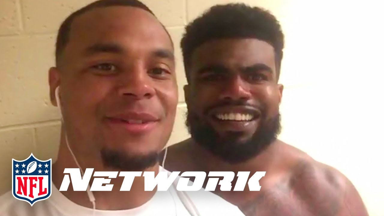 Ezekiel Elliott Photobombs Dak Prescott's Interview with Deion Sanders ...