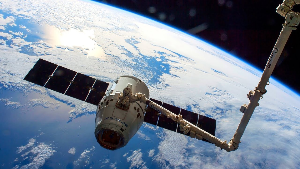 Space-X Dragon CRS-12 Rendezvous Grappling And Installation At ISS ...