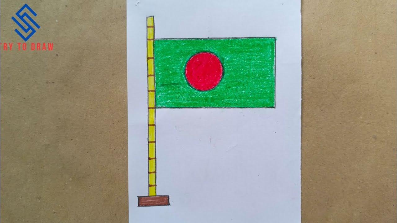 Bangladeshi Flag Art PorperWay //National 🇧🇩 DrawingwithColour //Potaka ...