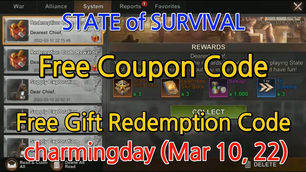 [GAME WORLD] STATE of SURVIVAL - Free Gift Redemption Code - YouTube