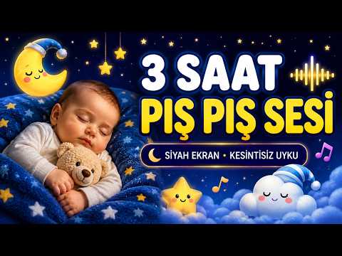 3 Saat Siyah Ekran Pış Pış Sesi 🌙 Kesintisiz Uyku Sesi | Bebekleri Rahatlatan Beyaz Gürültü 😴