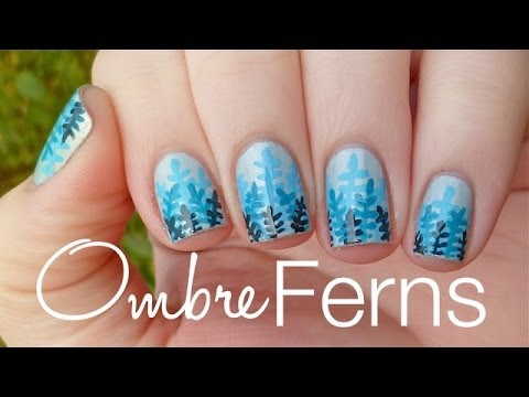 Ombré Fern Silhouette Nail Art - YouTube