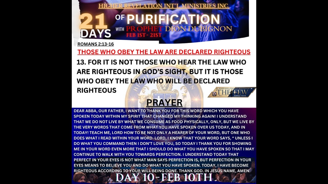 DAY 10 |THOSE WHO OBEY THE LAW ARE DECLARED RIGHTEOUS | 21 DAYS OF ...