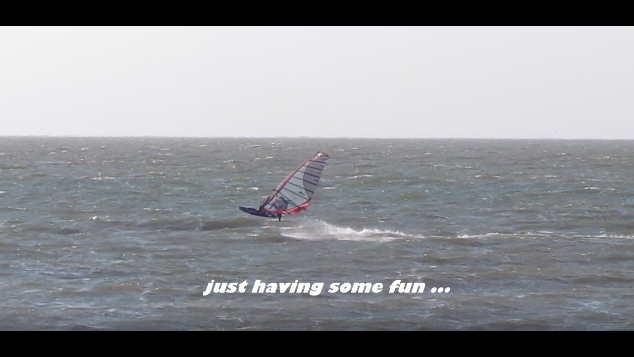 Windsurfing slalom fun duck jump flat bump waves - YouTube