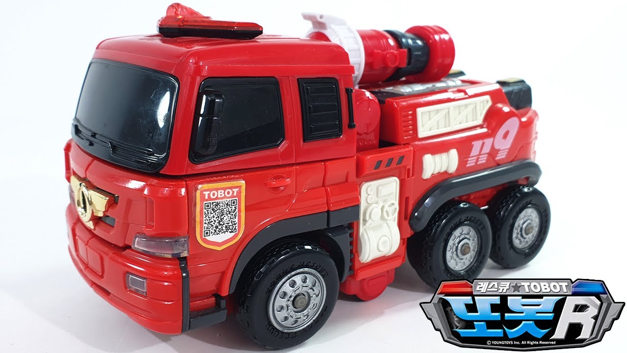 [변신자동차 또봇] 레스큐 또봇R 소방차 변신 로봇 Rescue Tobot R fire truck transformation ...