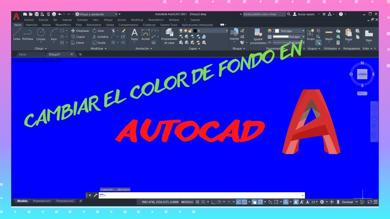COMO CAMBIAR el COLOR de FONDO en AUTOCAD 2021 - YouTube