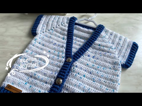 Kız Bebek ve Erkek Bebek için Tığ işi Süveter Yelek /1-2 yaş