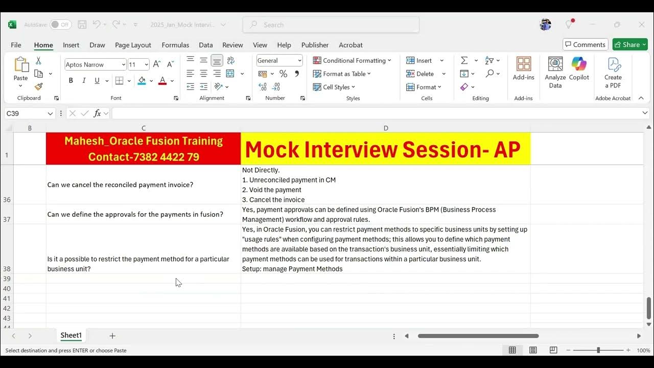 Part-8 Oracle Fusion Cloud AP Interview Question and Answers ||Dec Batch 2024 ||Accounts Payable ...
