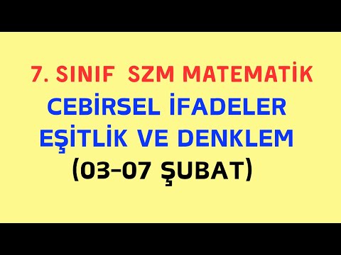 7. SINIF MATEMATİK CEBİRSEL İFADELER EŞİTLİK VE DENKLEM TARAMA TESTİ