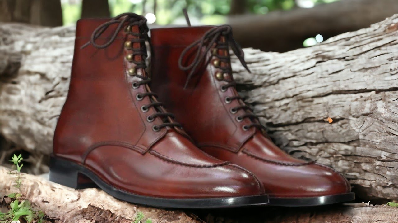 New Burgundy Handmade Designer Boots, Split Toe Leather Ankle Boots ...