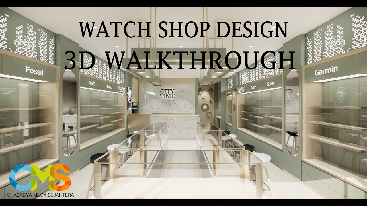 Watch Shop Initial Design Sketchup 3D Render Walkthrough - YouTube