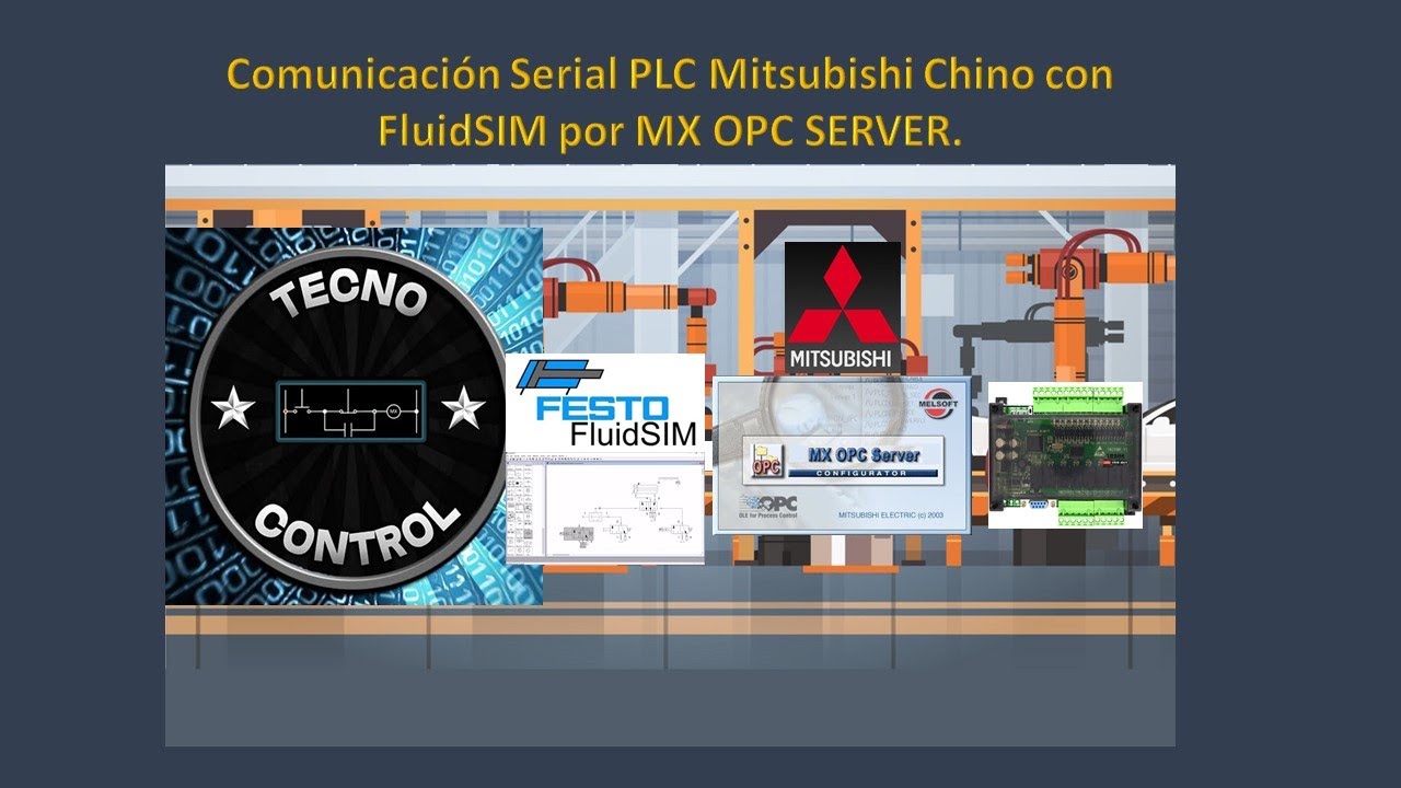 Comunicación Serial PLC Mitsubishi Chino con FluidSIM por MX OPC SERVER ...