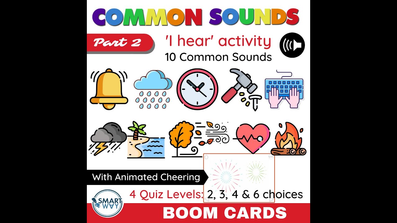 Common Sounds 'I hear' listening activity part 2 with CHEERING | Boom ...