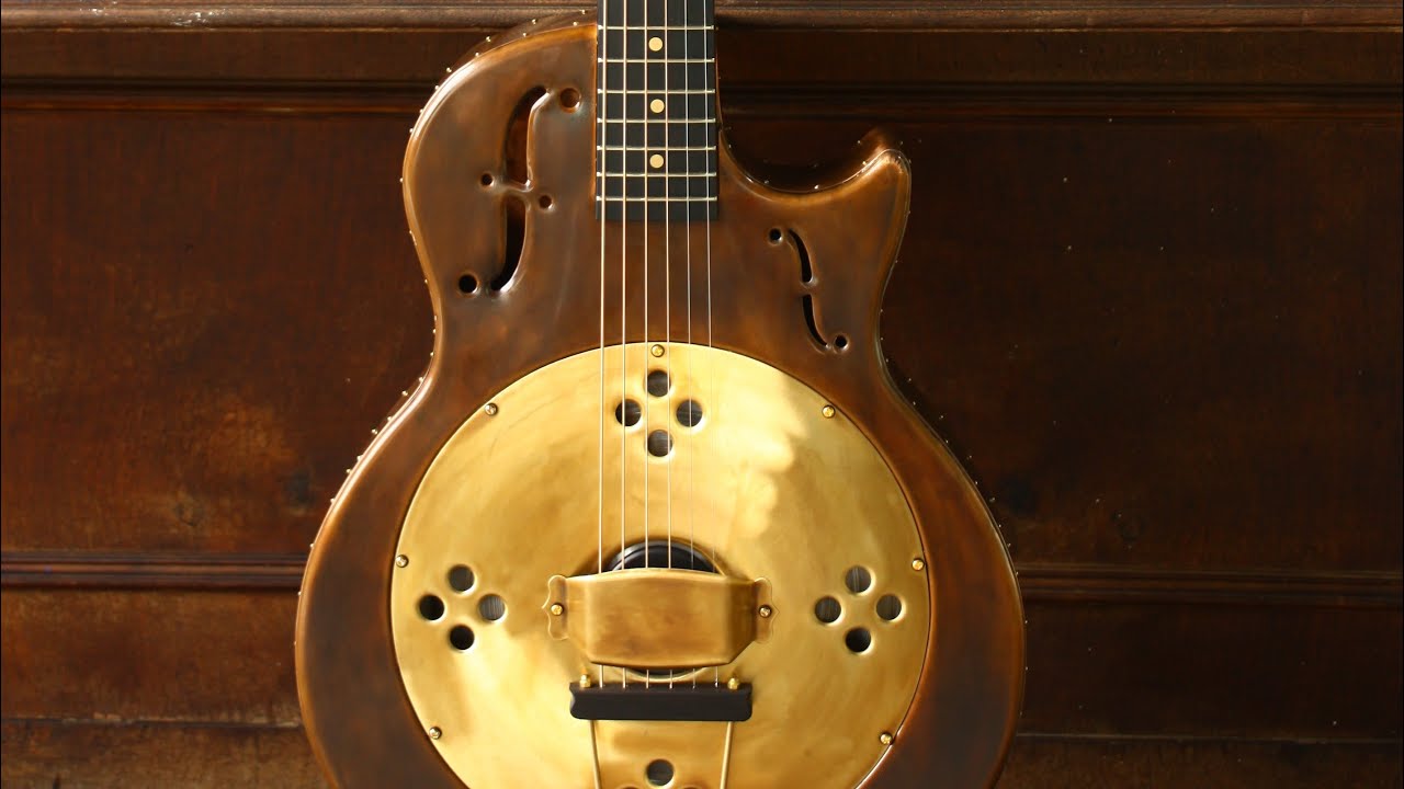 Copper Body Single Cone Resonator Guitar. Serial #9422, by Mattsen ...