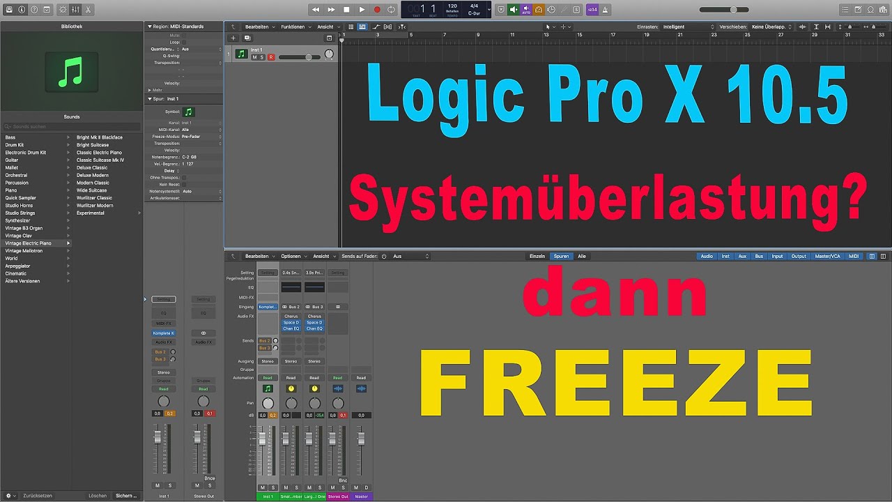 Logic Pro X 10.5 - Systemüberlastung? Freeze nutzen (deutsch) - YouTube