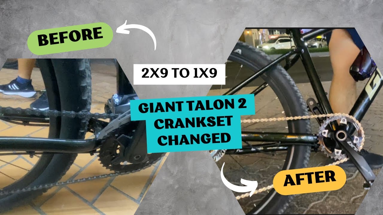 Giant Talon 2 crankset 2x9s changed to 1x9 speed - YouTube