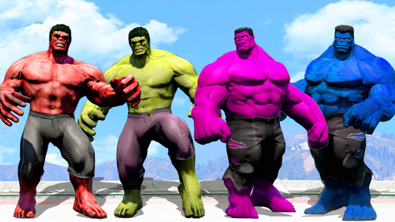 Pro 5 Game Superhero | Red Hulk vs Blue Hulk vs Purple Hulk - YouTube
