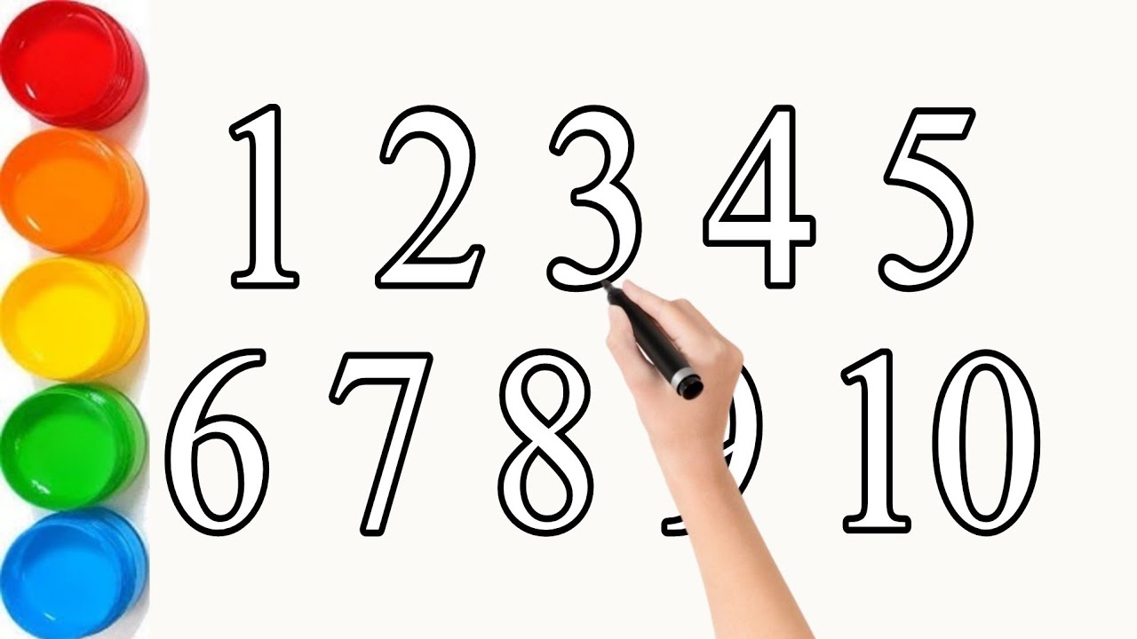 123456789 Numbers Coloring Page with Phonics Song | ABCD & 1234 Drawing ...