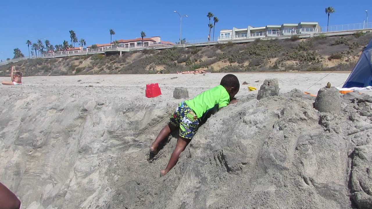 Toddler at Beach Sand Trap - Isaac 2017 - YouTube