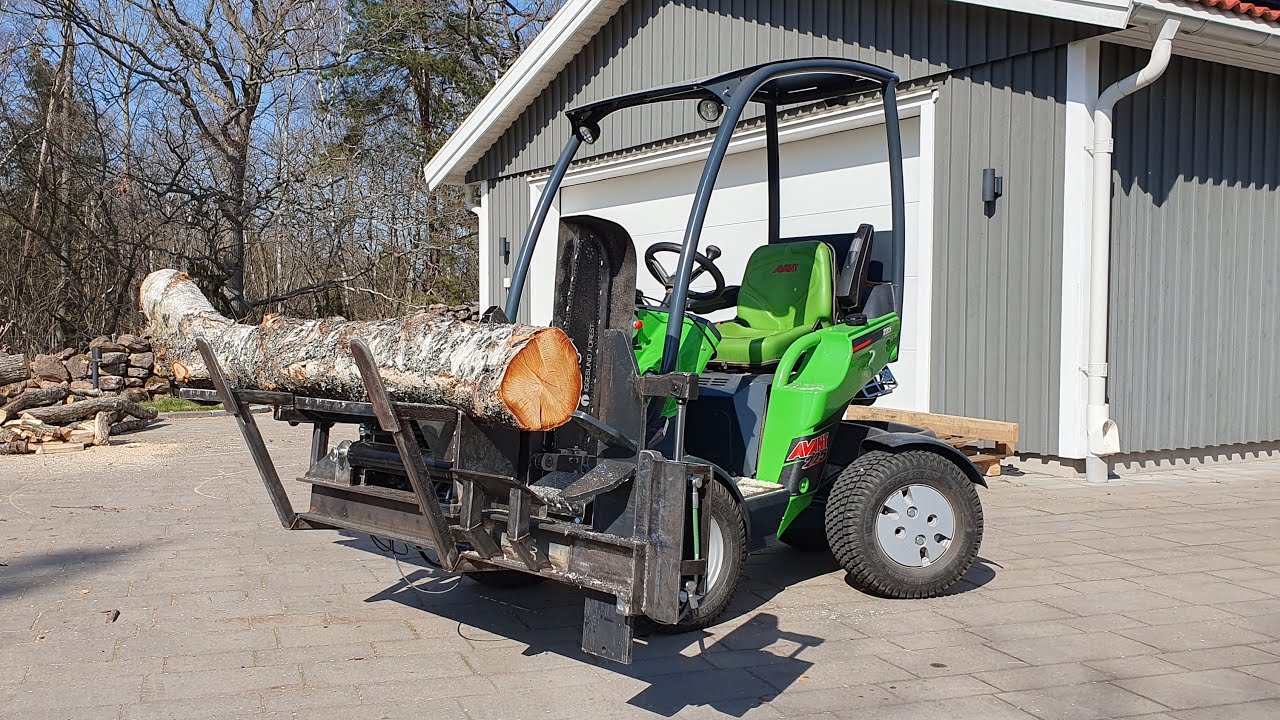 Homemade firewood processor for avant loader - YouTube