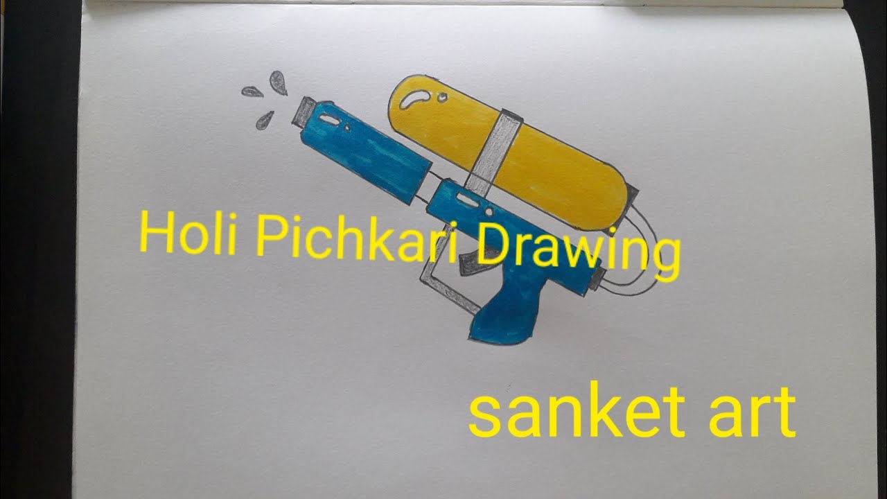 easy holi Pichkari drawing | how to draw Pichkari #drawing - YouTube