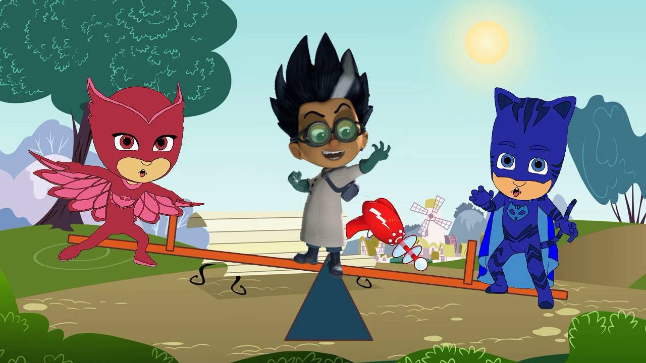 PJ Masks Owlette Catboy Gekko Masha And The Bear Peppa Pig Playing At ...