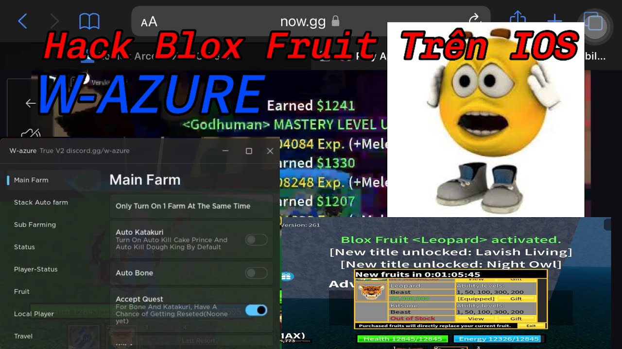 Hack Blox Fruit Trên IOS • W-azure (FREE) | Arceus 1.3.3 No Key - YouTube