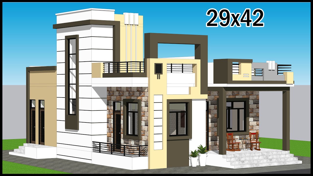 29X42 2 Room 3D House Design | Latest Villa Design | Gopal Architecture ...