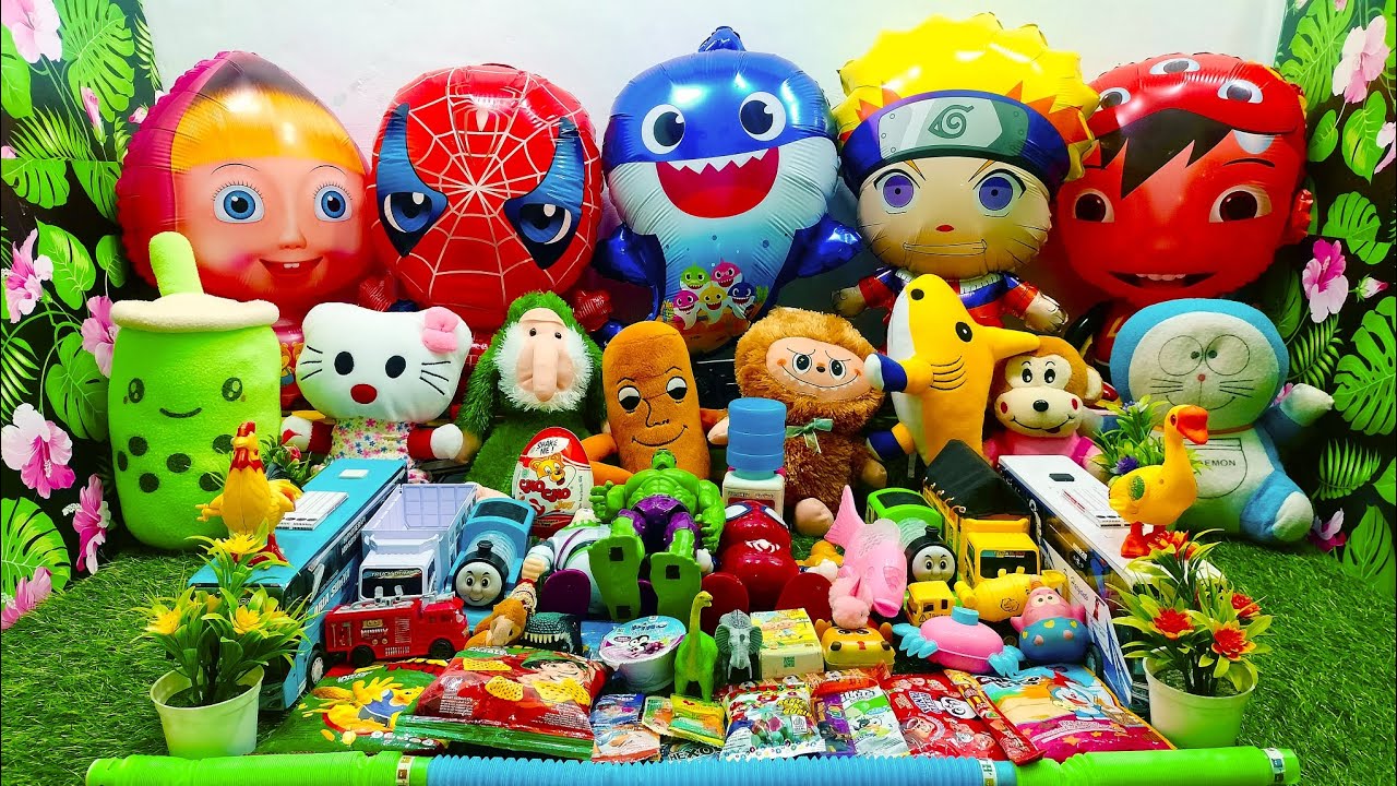 Hunting Balon Boneka Permen yupi Baby shark Marsya Upin Ipin Keropi 50 ...