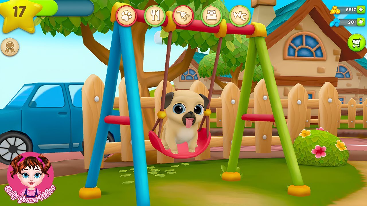 My Virtual Pet Louie the Pug - Cute Game For Kids - Baby Games Videos ...