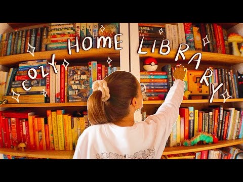 ORGANIZE MY BOOKSHELF WITH ME: home library tour! - YouTube