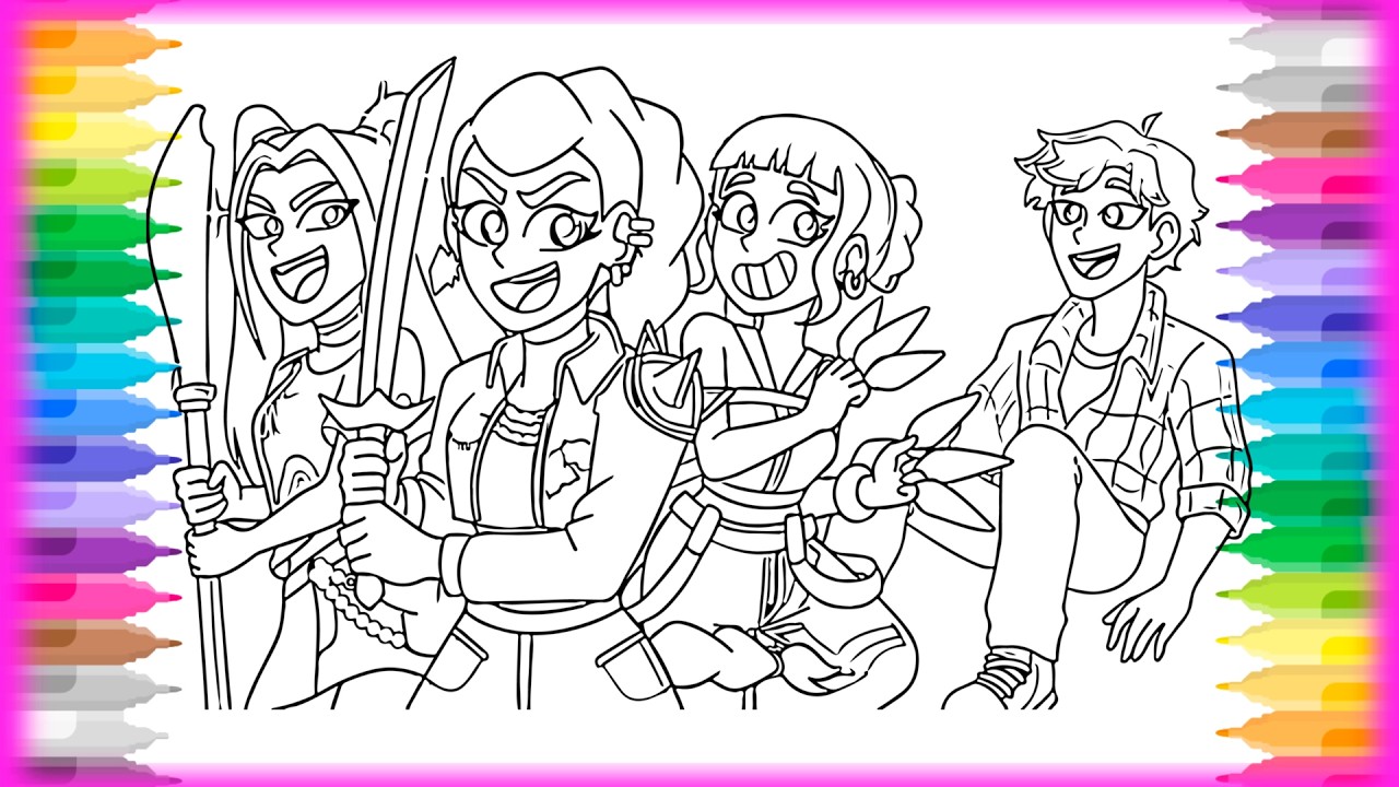 How to color Rumi, Mira, Zoey / Huntrix saves JINU / KPop Demon Hunters ...