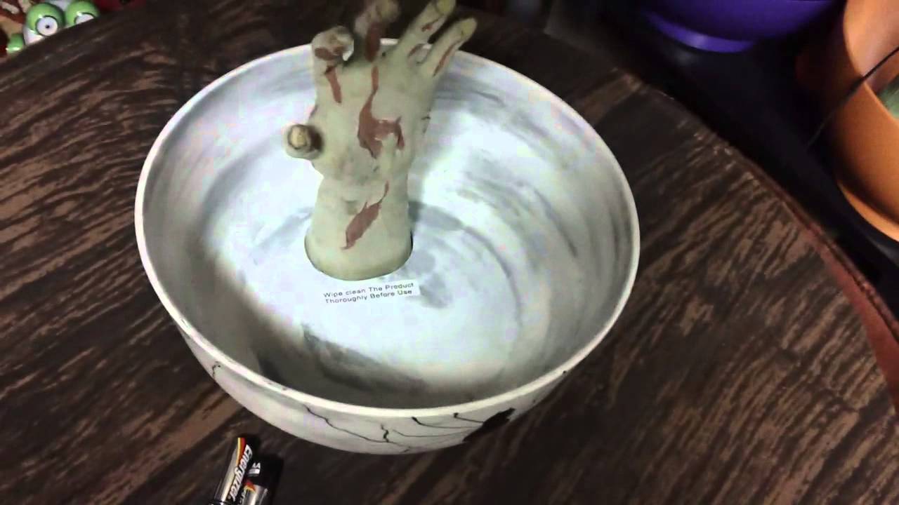 halloween bloody zombie hand candy bowl - YouTube