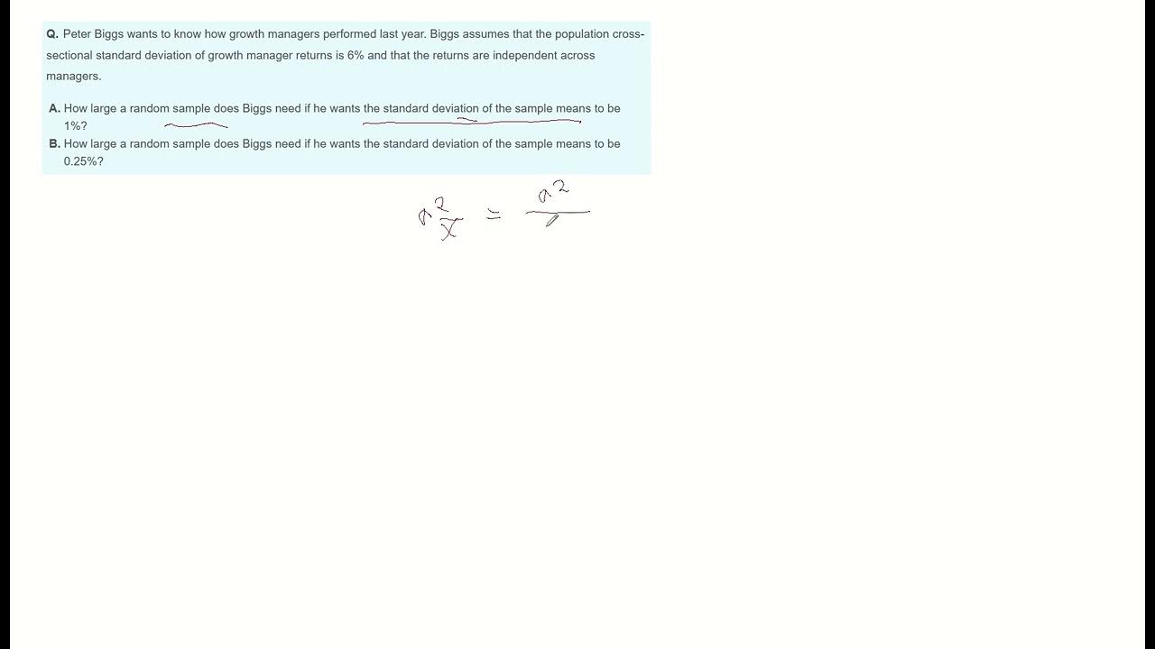 Central Limit Theorem Sample Size - CFA Level1 practice question - YouTube