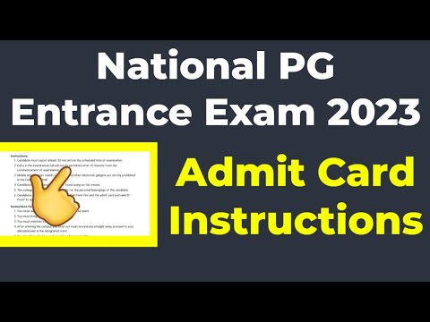 National PG Entrance Exam 2023 Instructions on Admit Card 2023 ️ ...