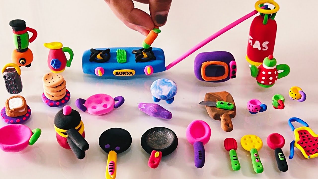 DIY How to make polymer clay Miniature Kitchen Set I gas Chula ...