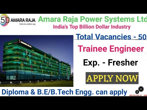 Bulk Hiring For Fresher Trainee Engineers in Amara Raja Power Ltd I ...