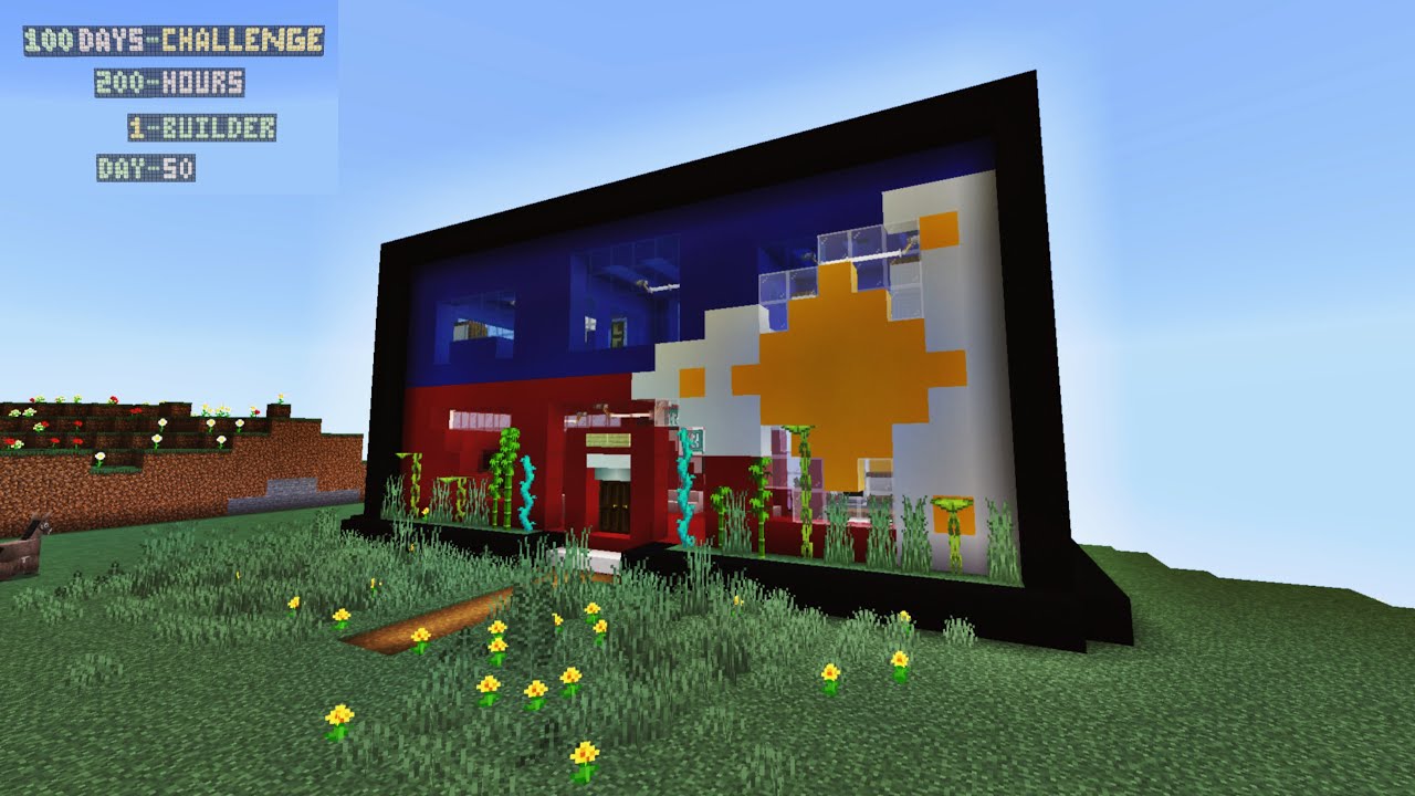 Building a Philippines flag house in the flag mountain.. minecraft 100 ...