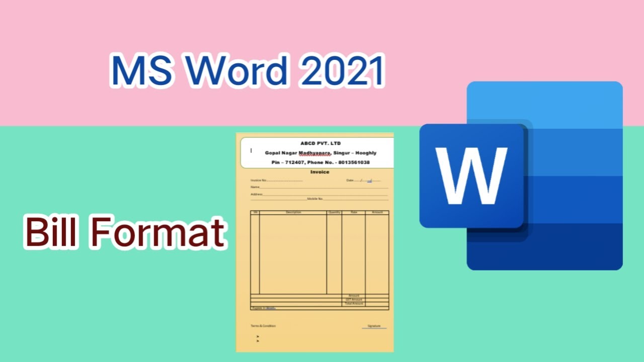 Bill format in ms word 2021 || How to make in bill format in ms word ...