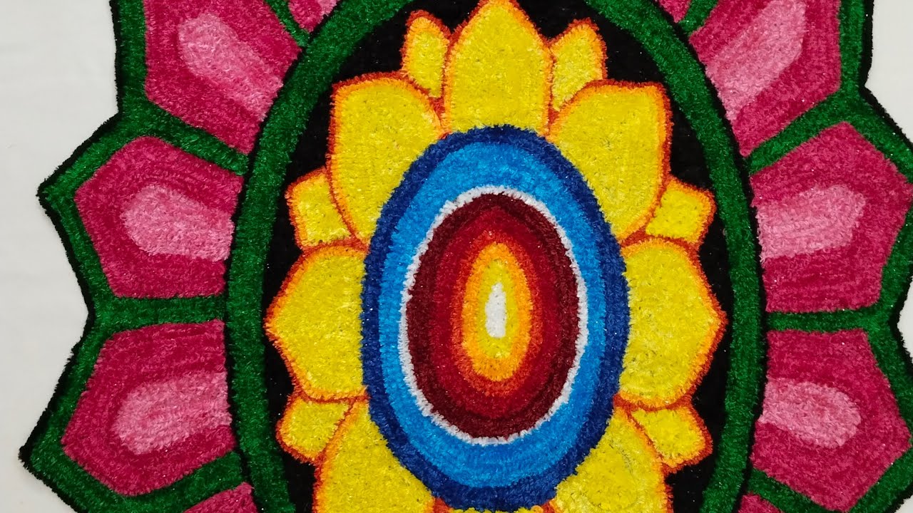 #diy woolen rangoli mat at home#woolendoormat#rangolimat #woolen mat# ...